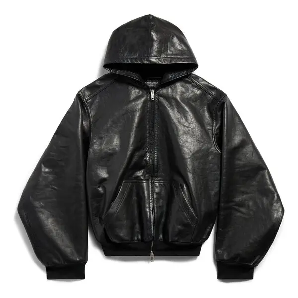 Balenciaga Lined Zip-up Hoodie - Black