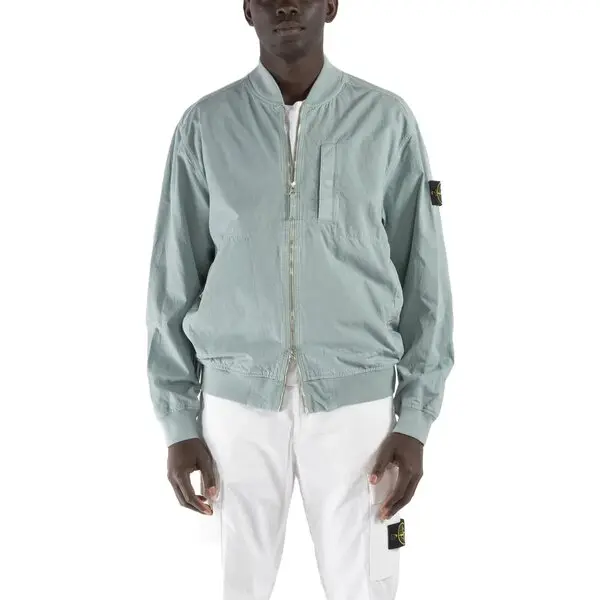 Stone Island Cupro Cotton Twill Bomber Jacket - Sky Blue
