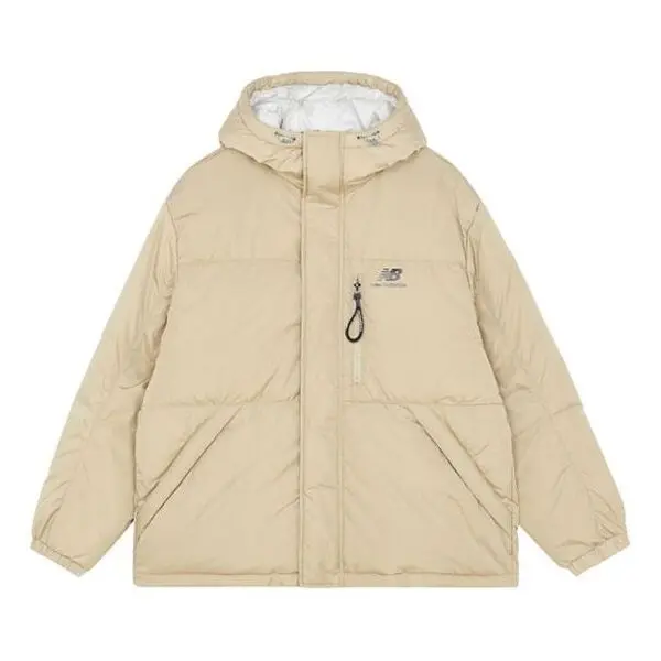 NEW BALANCE Hooded Down Jacket - Beige/white