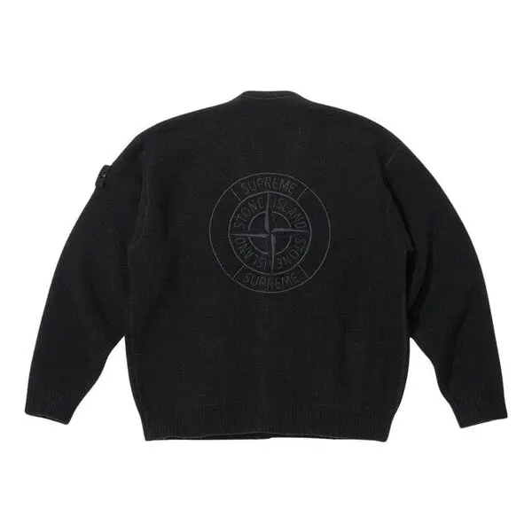 Supreme X Stone Island Boucle Cardigan Jacket - Black