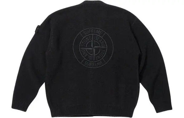 Supreme X Stone Island Boucle Cardigan Jacket - Black