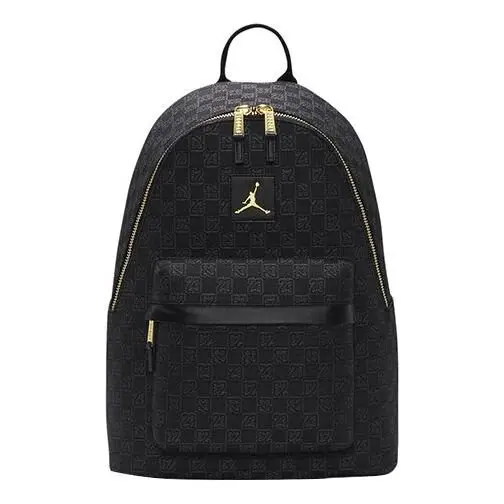 JORDAN Monogrammed Backpack With Gold Logo Detail - Black