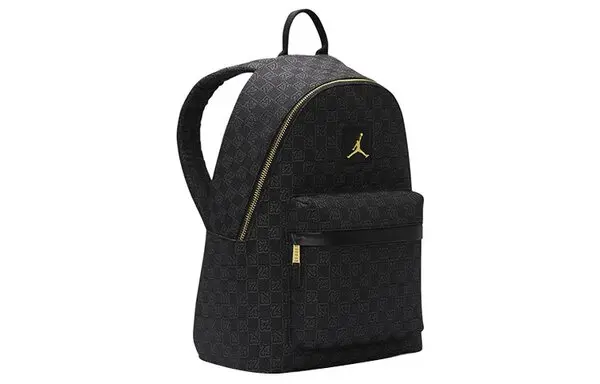 JORDAN Monogrammed Backpack With Gold Logo Detail - Black