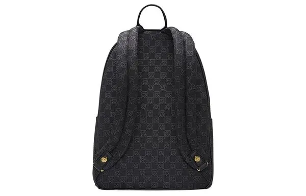 JORDAN Monogrammed Backpack With Gold Logo Detail - Black