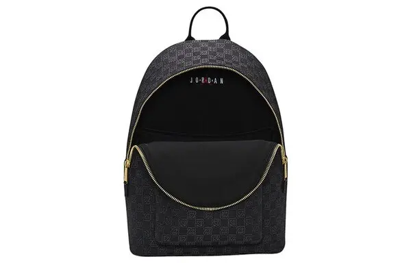 JORDAN Monogrammed Backpack With Gold Logo Detail - Black