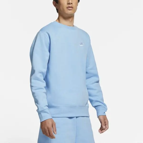Nike Athleisure Casual Sports Fleece Lined Round Neck Pullover - Blue