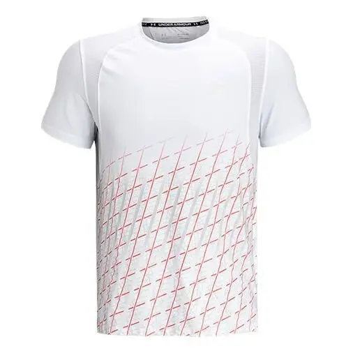 Under Armour Iso-chill Gradient Stripe Printing Running Sports Short Sleeve - White