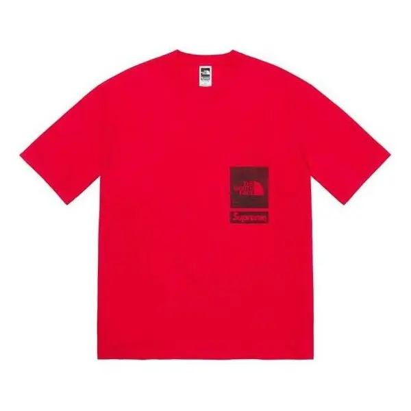 Supreme X The North Face Printed Pocket T-shirt 'red Black - Red/black