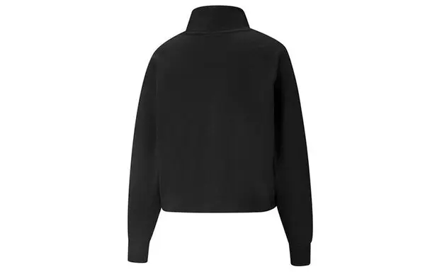 PUMA Classics Logo Embroidery High Neck Sweatshirt - Black