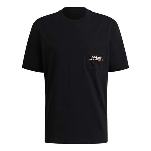 Adidas Originals Adv Pkt Logo Teeee Casual Sports Round Neck Breathable Short Sleeve - Black