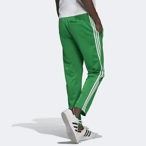 Adidas Originals Contrasting Colors Stripe Logo Elastic Waistband Straight Sports Pants/trousers/joggers Green - Default Color