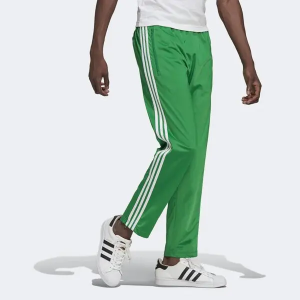 Adidas Originals Contrasting Colors Stripe Logo Elastic Waistband Straight Sports Pants/trousers/joggers Green - Default Color