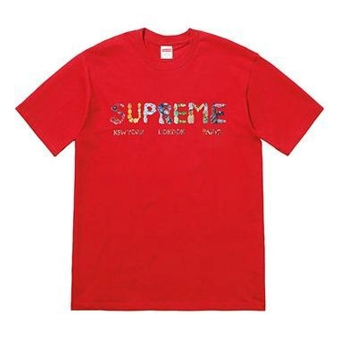 Supreme Ss18 Rocks Tee Alphabet Logo Short Sleeve - Red