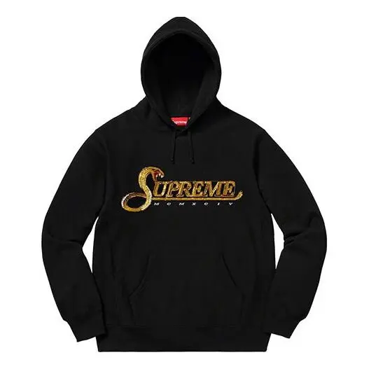 Supreme Sequin Viper Hooded Sweatshirt - Black