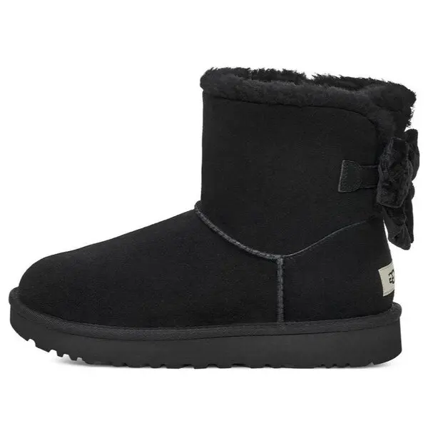 UGG Mini Bailey Bow Crushed Velvet Boot - Black