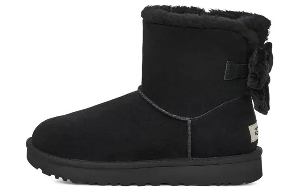 UGG Mini Bailey Bow Crushed Velvet Boot - Black