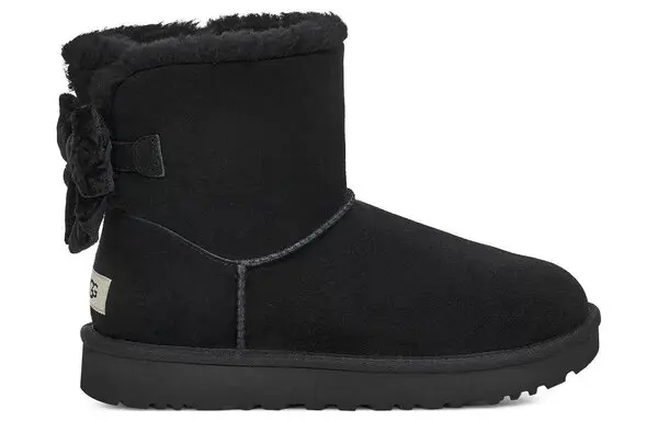 UGG Mini Bailey Bow Crushed Velvet Boot - Black