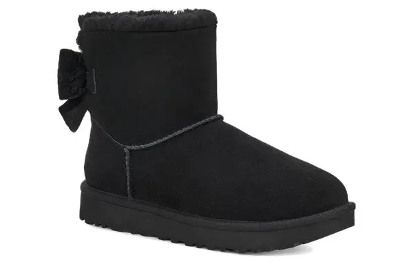 UGG Mini Bailey Bow Crushed Velvet Boot - Black