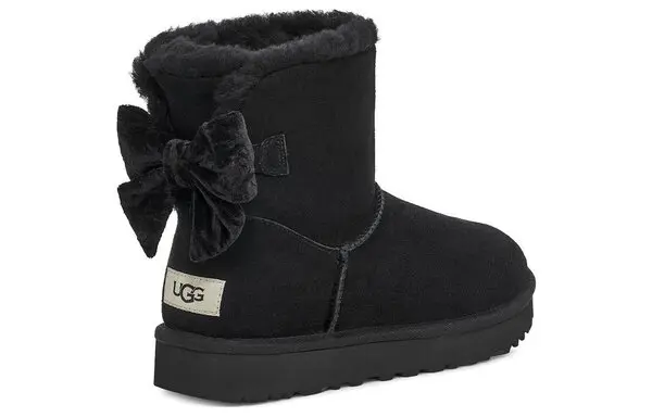 UGG Mini Bailey Bow Crushed Velvet Boot - Black