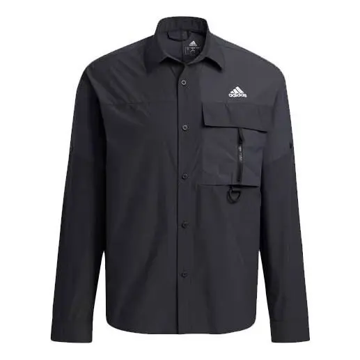 Adidas Casual Sports Solid Color Breathable Long Sleeves Shirt Black