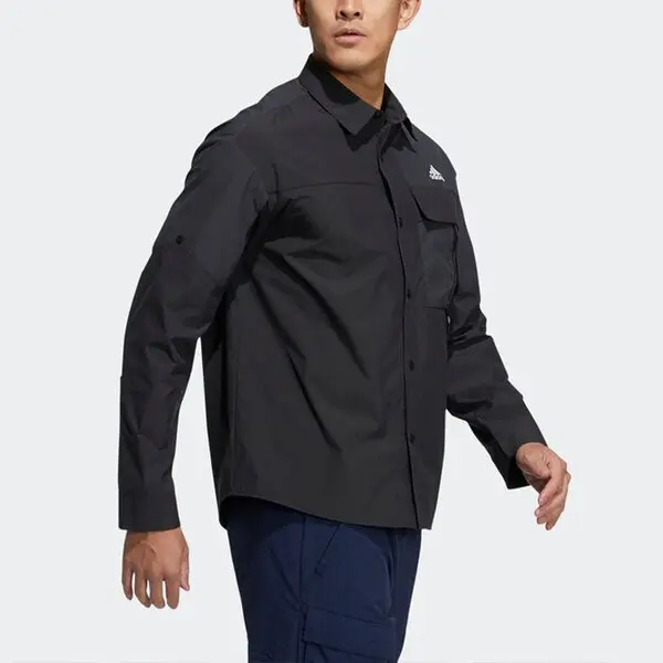 Adidas Casual Sports Solid Color Breathable Long Sleeves Shirt Black