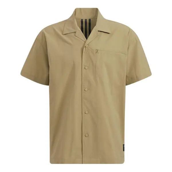 Adidas Originals Solid Color Sports Short Sleeve Shirt Khaki - Multi-color