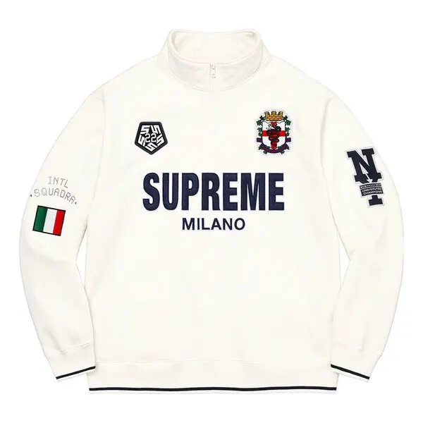 Supreme Milano Half Zip Pullover - White/navy