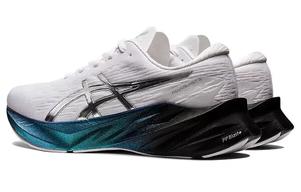 Asics Novablast 3 Platinum Athletic Sneakers - White/silver
