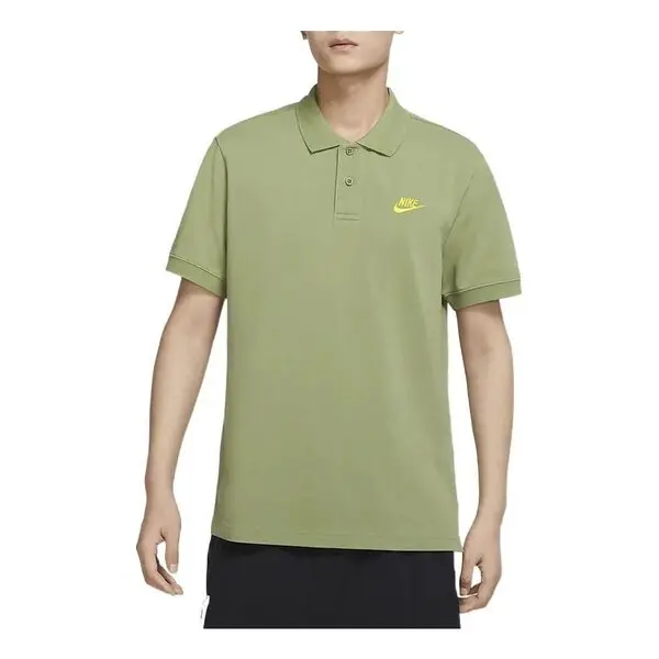 Nike Solid Color Logo Embroidered Short Sleeve Polo Shirt Green - Multi-color