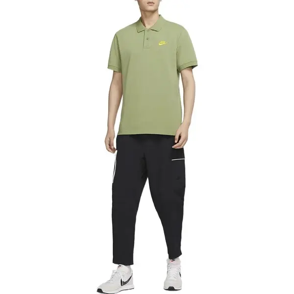 Nike Solid Color Logo Embroidered Short Sleeve Polo Shirt Green - Multi-color
