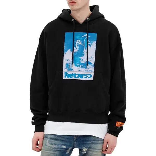 Heron Preston Graphic Print Hoodie - Black/blue