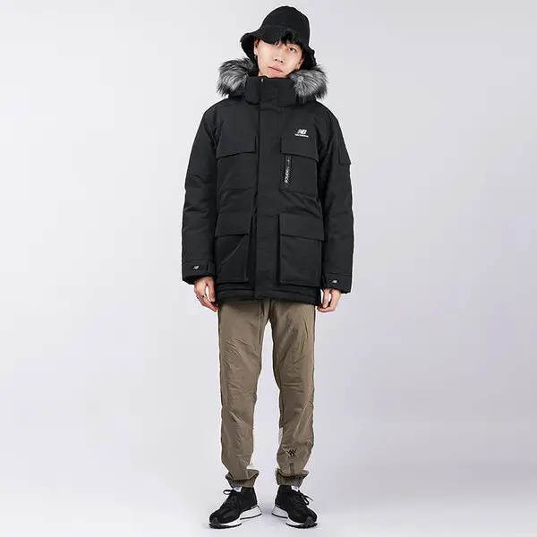 NEW BALANCE Down Parka With Faux Fur Hood
