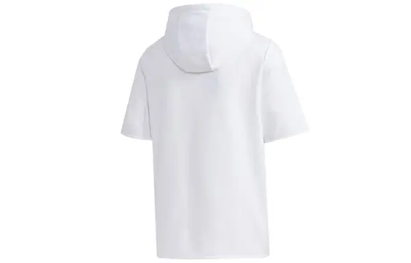 Adidas Neo Logo Embroidered Sports Pullover Hooded Short Sleeve White