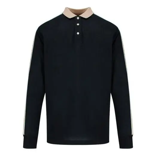 Gucci Ss20 Side Sleeve Logo Striped Ribbon Long Sleeve Polo Shirt For - Black