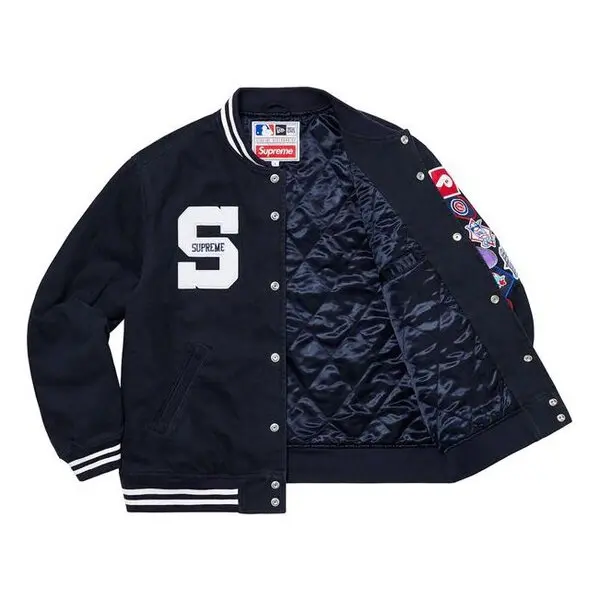 Supreme X New Era X Mlb Varsity Jacket - Black/multi-color
