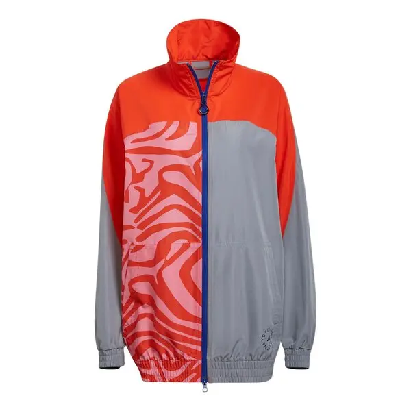 Adidas Stella Mccartney Color Blocked Track Jacket - Orange/grey