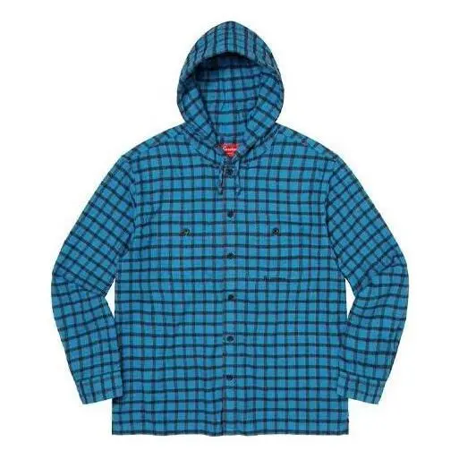 Supreme Mini Plaid Hooded Shirt 'blue Black - Blue/black