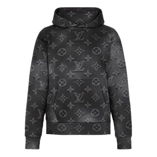 LOUIS VUITTON Full-print Logo Hoodie - Black