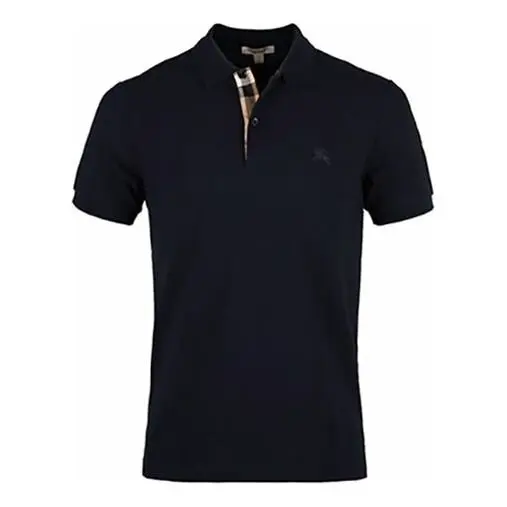 Burberry Logo Lapel Short Sleeve Polo Shirt Navy - Blue