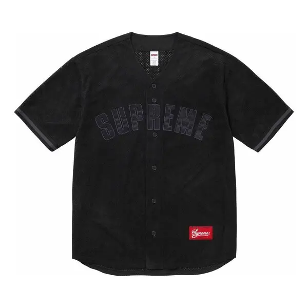 Supreme Ultrasuede Mesh Baseball Jersey - Black