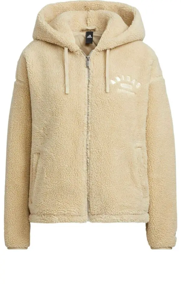 Adidas Polar Fleece Hooded Jacket - Tan/multi-color