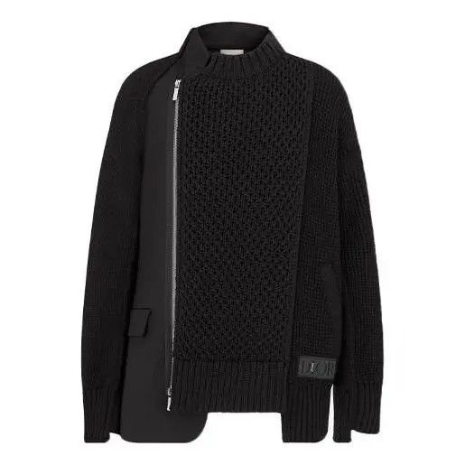 Dior X Sacai Crossover Fw21 Knit Jacket - Black