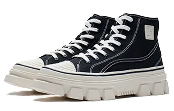 LI-NING High-top Canvas Sneakers With Contrast Stitching
