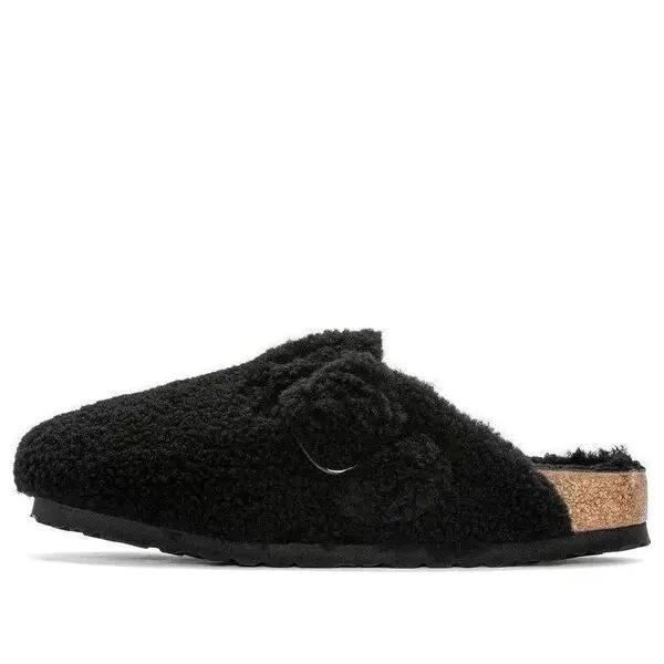 BIRKENSTOCK Boston Big Buckle Shearling Clogs - Black