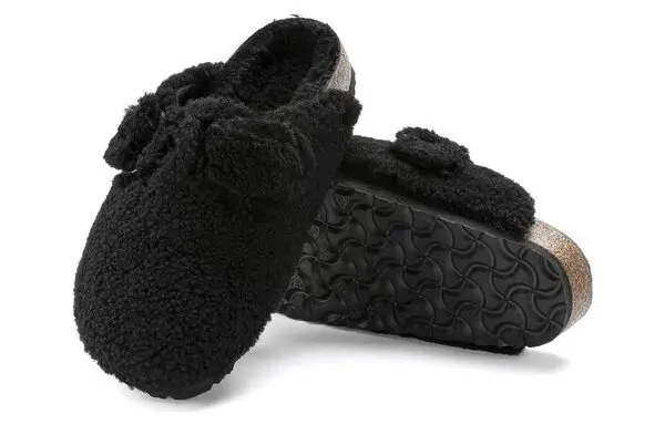 BIRKENSTOCK Boston Big Buckle Shearling Clogs - Black