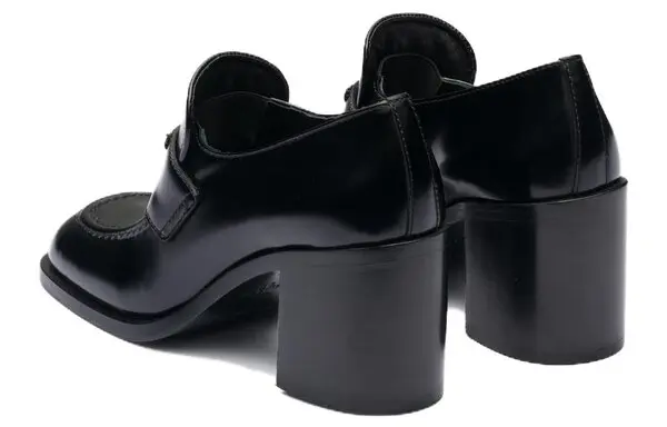 Prada Brushed Leather High-heeled Loafers