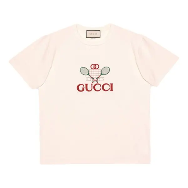 Gucci Tennis Printed Oversized Retro Short Sleeve White - Default Color