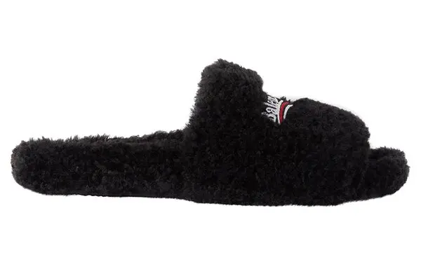 Balenciaga Furry Slides - Black