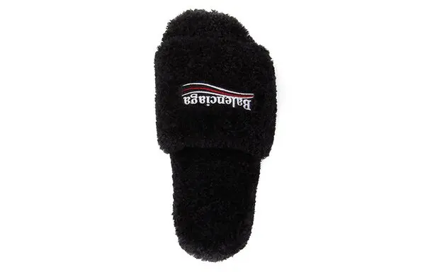 Balenciaga Furry Slides - Black