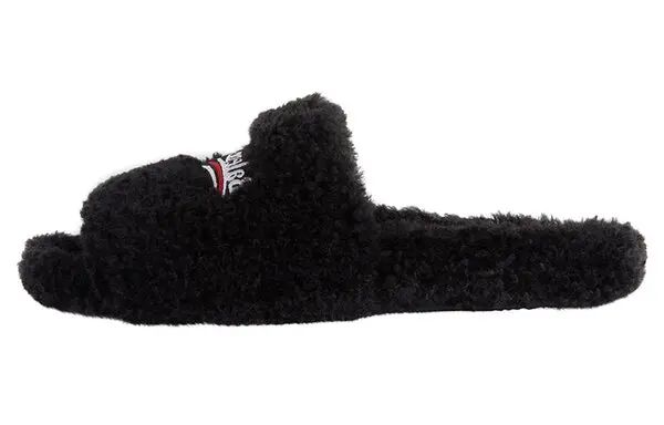 Balenciaga Furry Slides - Black